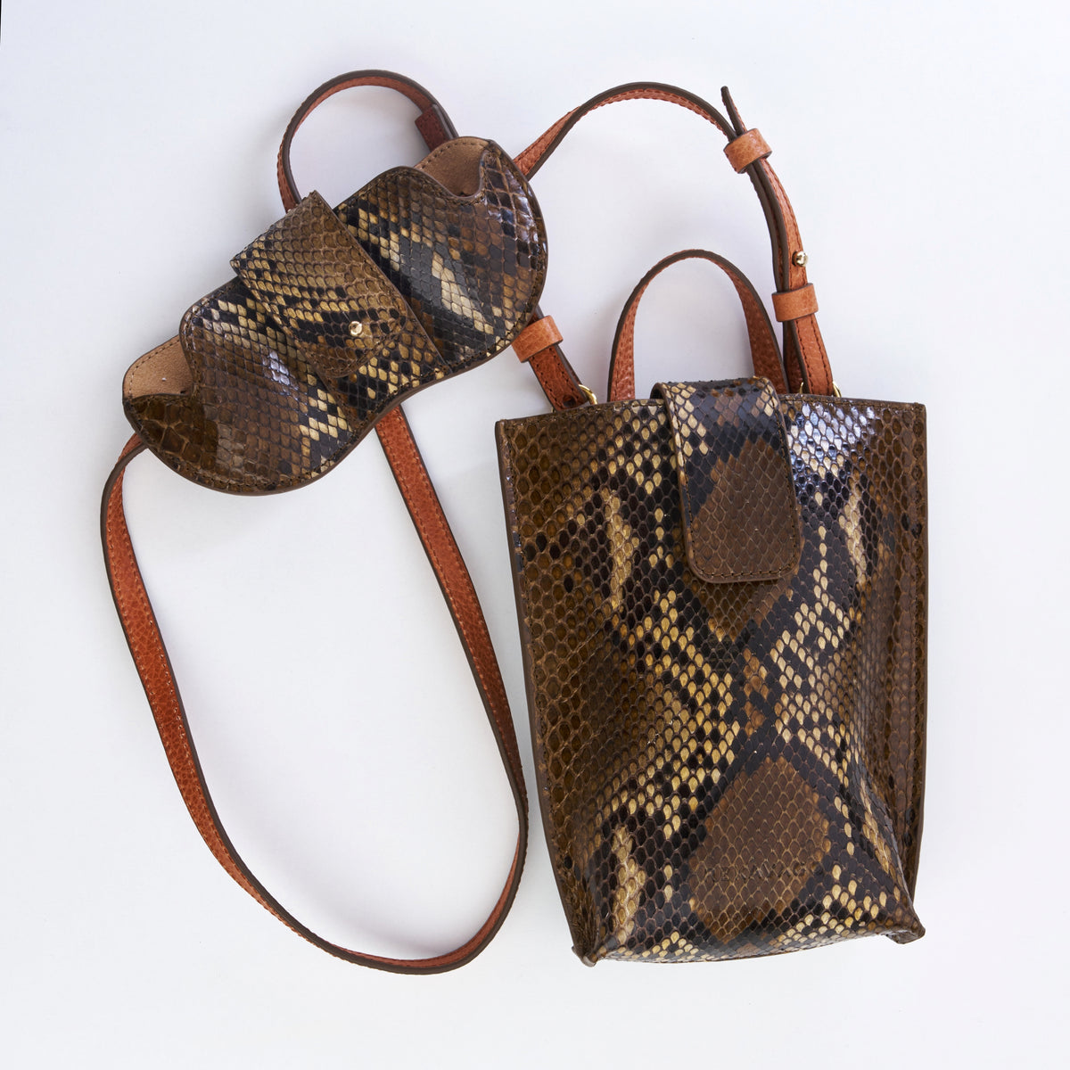 MILLA MINI TÁSKA BROWN PYTHON – rekavago